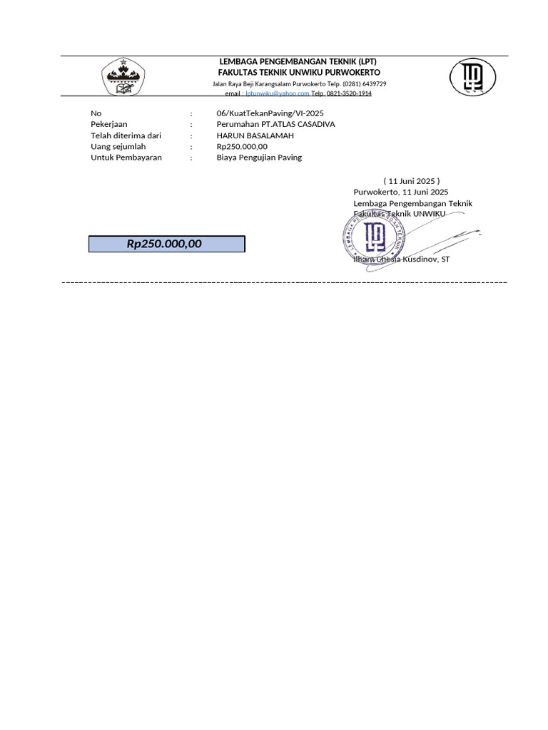 Invoice Pengujian Paving | PDF