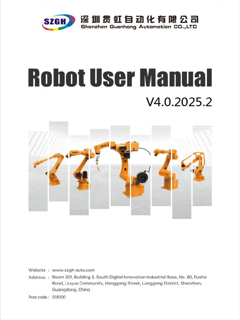 SZGH Robot User Manual V4.0 (机器人用户手册） | PDF | Programmable Logic Controller | Computer Program