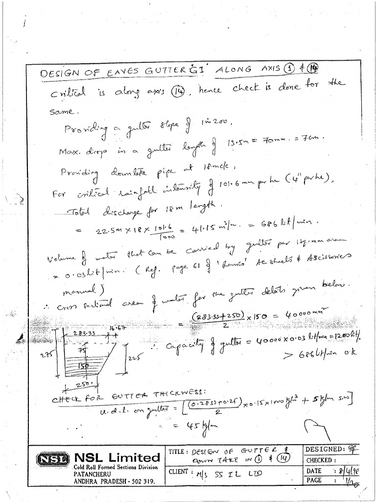 Gutter Design Mannual | PDF
