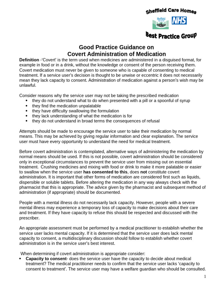 Care Home Cover Meds Guidance | PDF | Informed Consent | Health Care