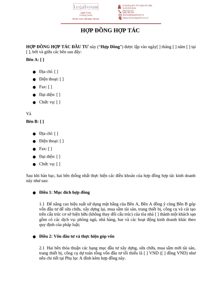 Hop Dong Hop Tac Ver6 | PDF