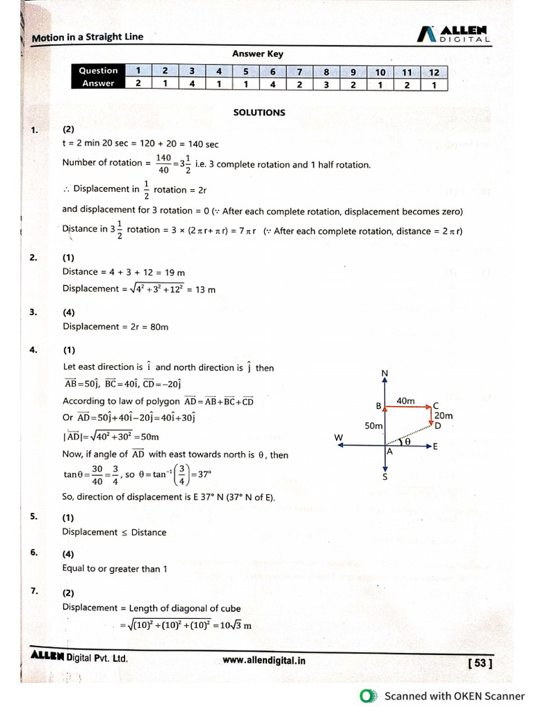 Solution DPP Motion in A Straight Line | PDF