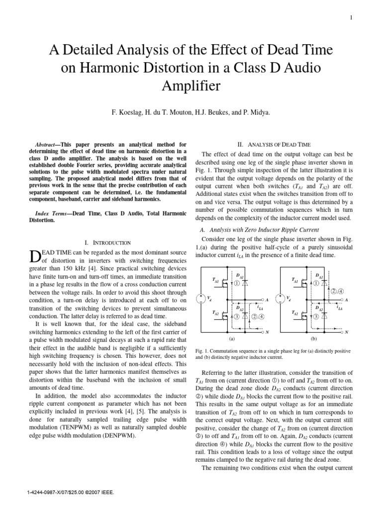 A Detailed Analysis of The Effect of Dead Time On Harmonic Distortion in A Class D Audio ...