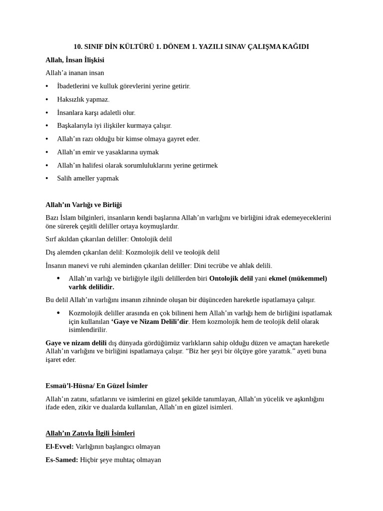 Sinif 1. Yazili Calisma Kagidi 23 24 | PDF