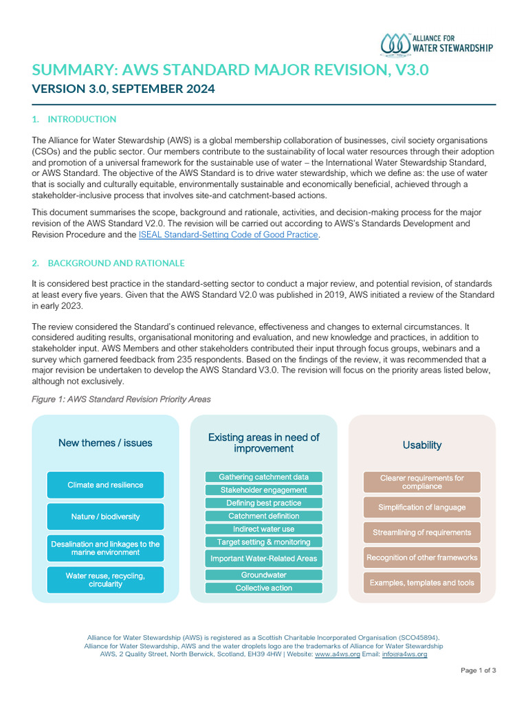 AWS Standard V3.0 Revision Overview | PDF | Wash | Evaluation