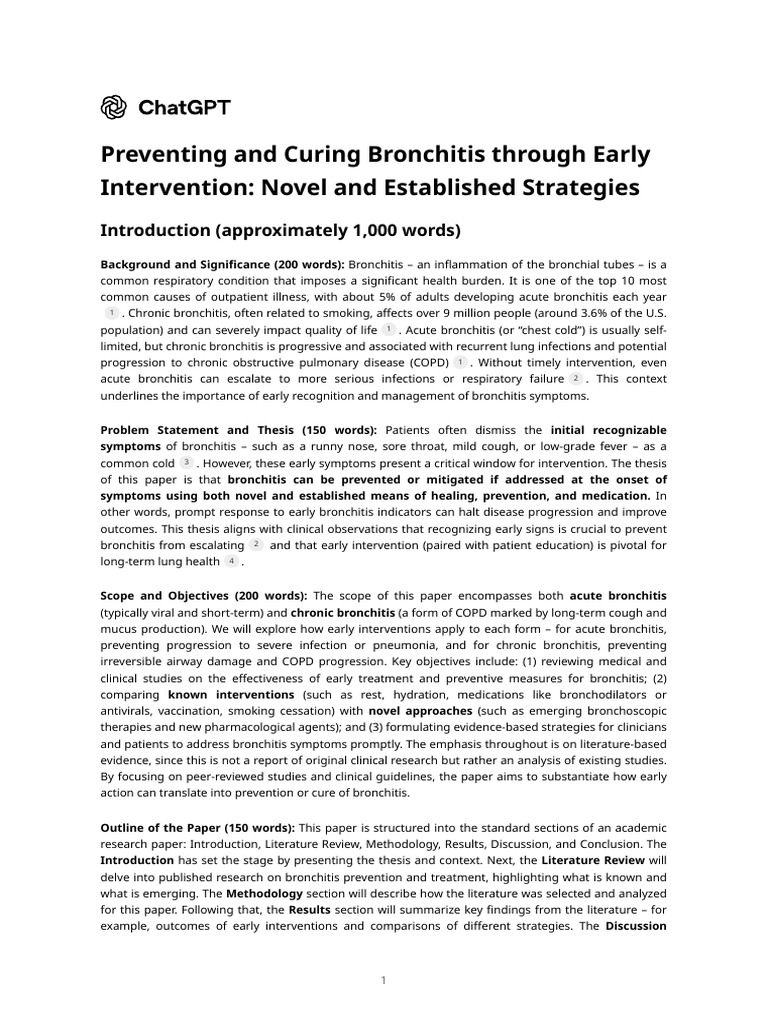 Preventing and Curing Bronchitis Through Early Intervention - Novel and ...