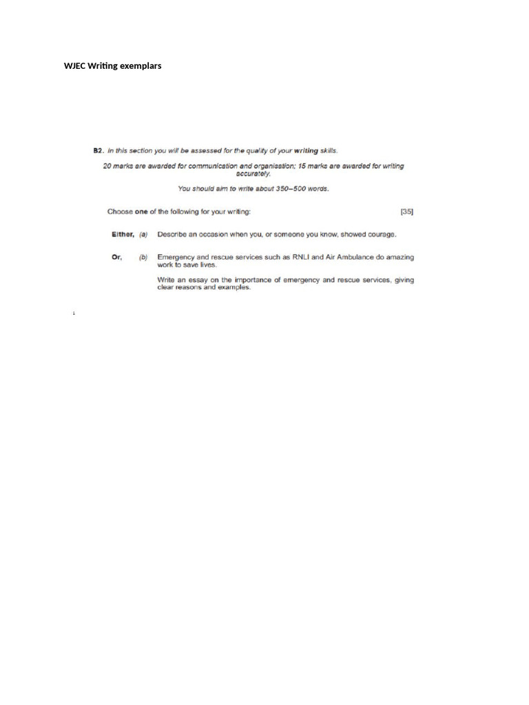 WJEC Writing Exemplars | PDF