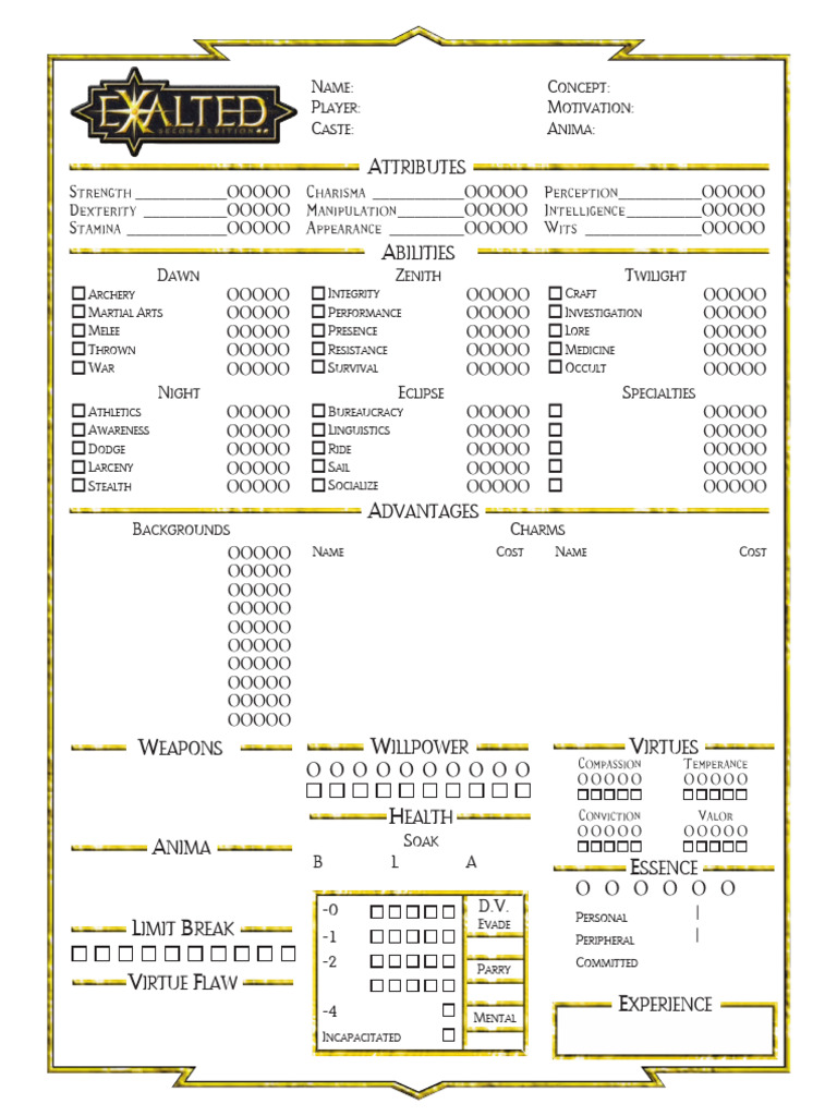 Character Sheet for RPG Gameplay | PDF