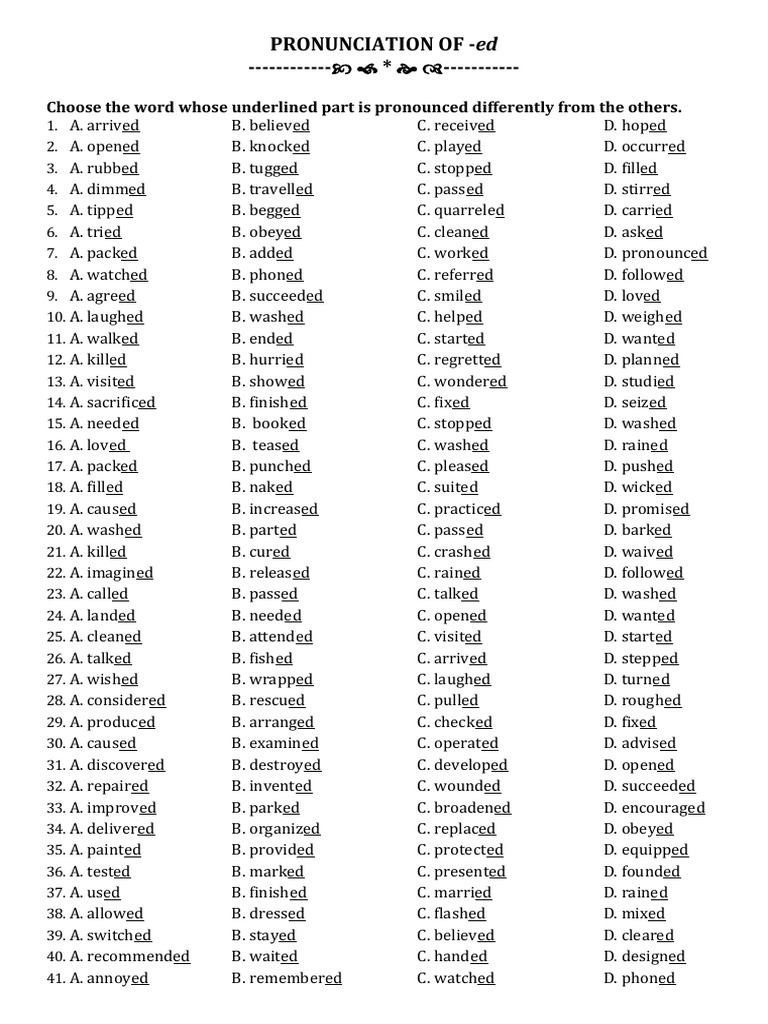 Pronunciation of Ed, S, Es | PDF