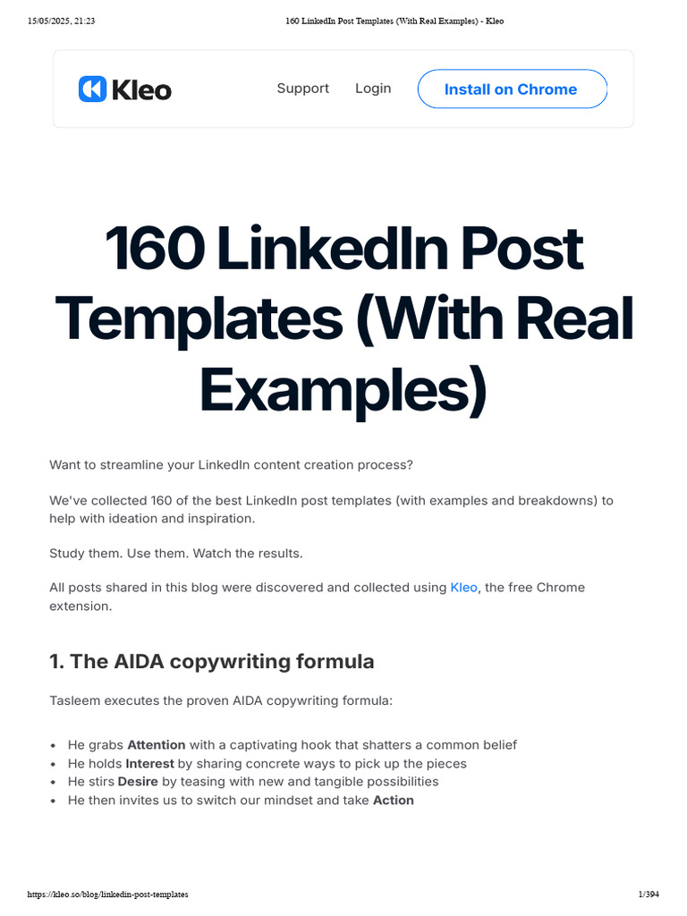 160 LinkedIn Post Templates (With Real Examples) - Kleo | PDF | Thought ...