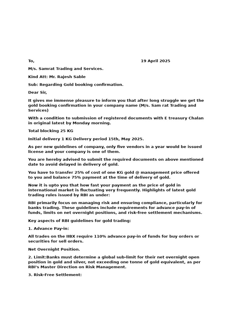 Samrat Trading and Services LTD | PDF | Reserve Bank Of India | Banks