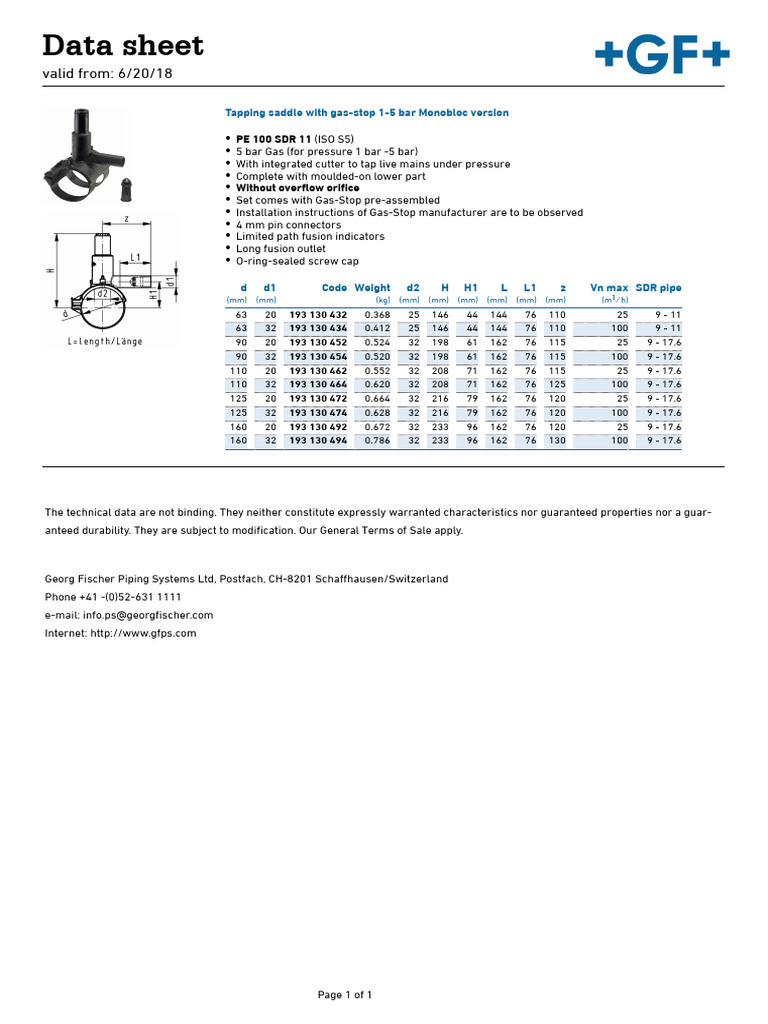 Gas-Stop Tapping Saddle Data Sheet | PDF | Mechanical Engineering