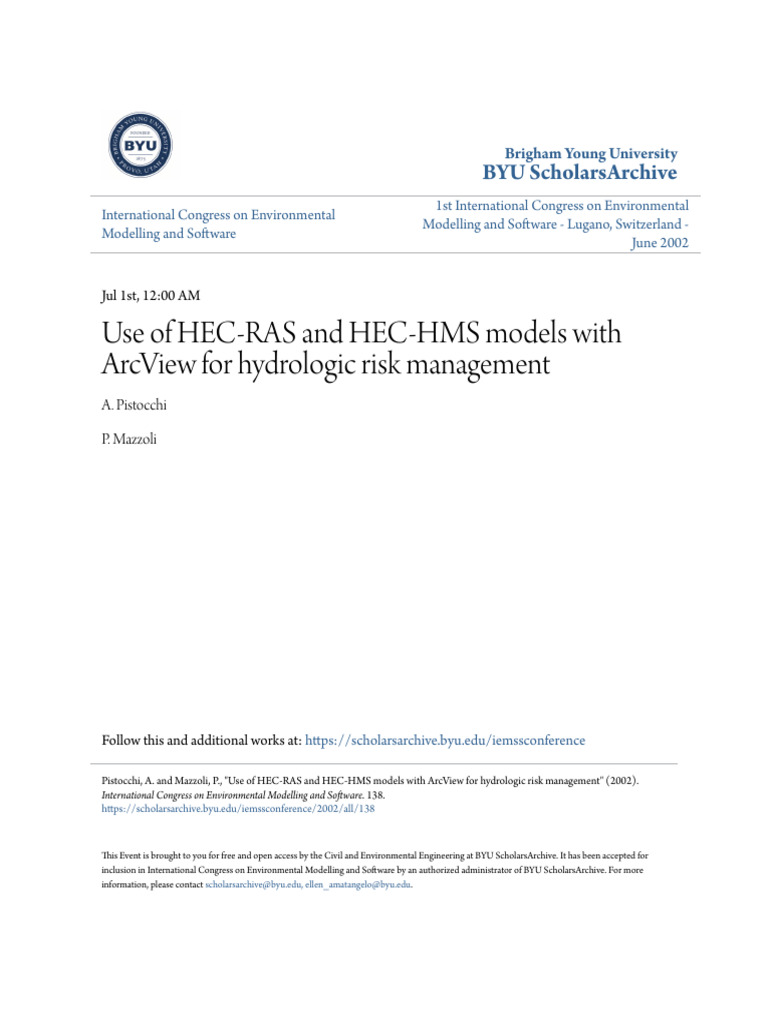 Use of HEC-RAS and HEC-HMS Models With ArcView For Hydrologic Ris | PDF ...