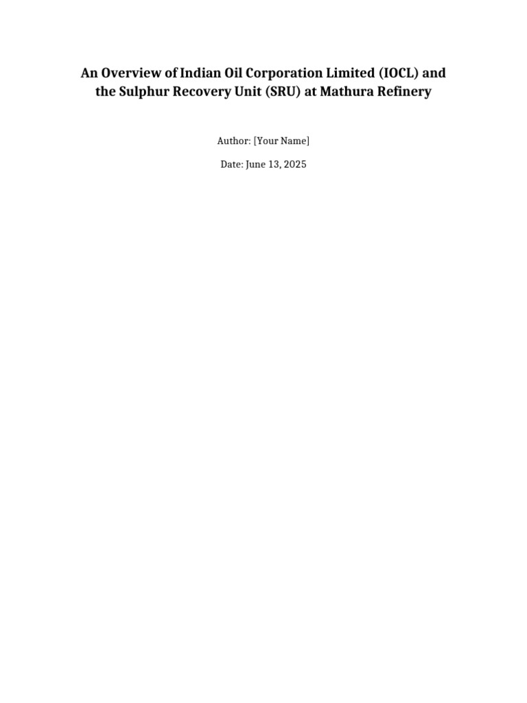 IOCL Mathura Refinery: SRU Overview | PDF | Materials | Gases
