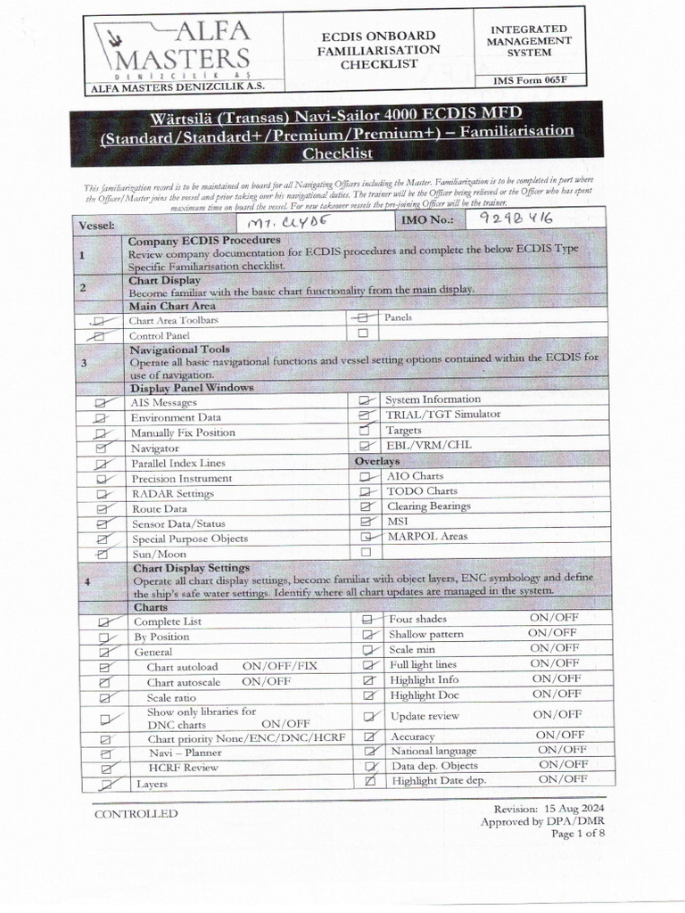 Ims Form 065f - Ecdis Fam | PDF
