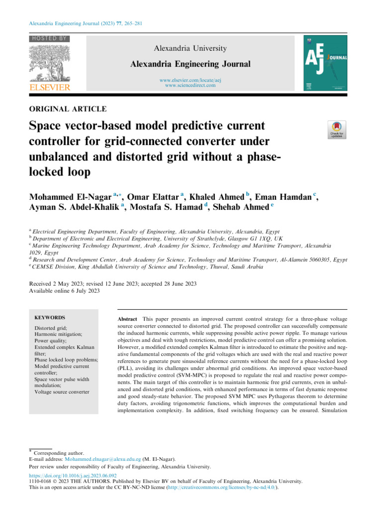 Space Vector-Based Model Predictive Current Controller For Grid ...
