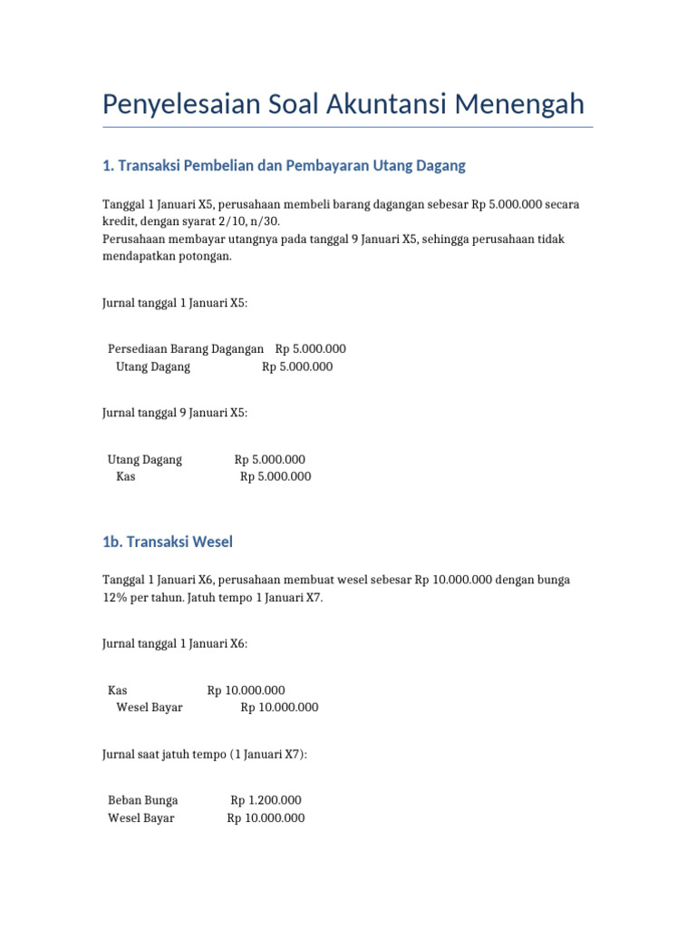 Penyelesaian Soal Akuntansi Menengah | PDF