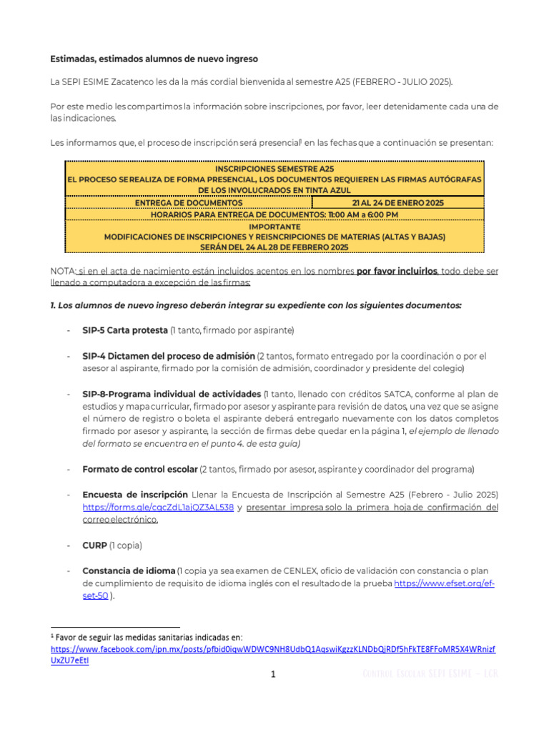 Guia Inscripciones A25 Control Escolar | PDF