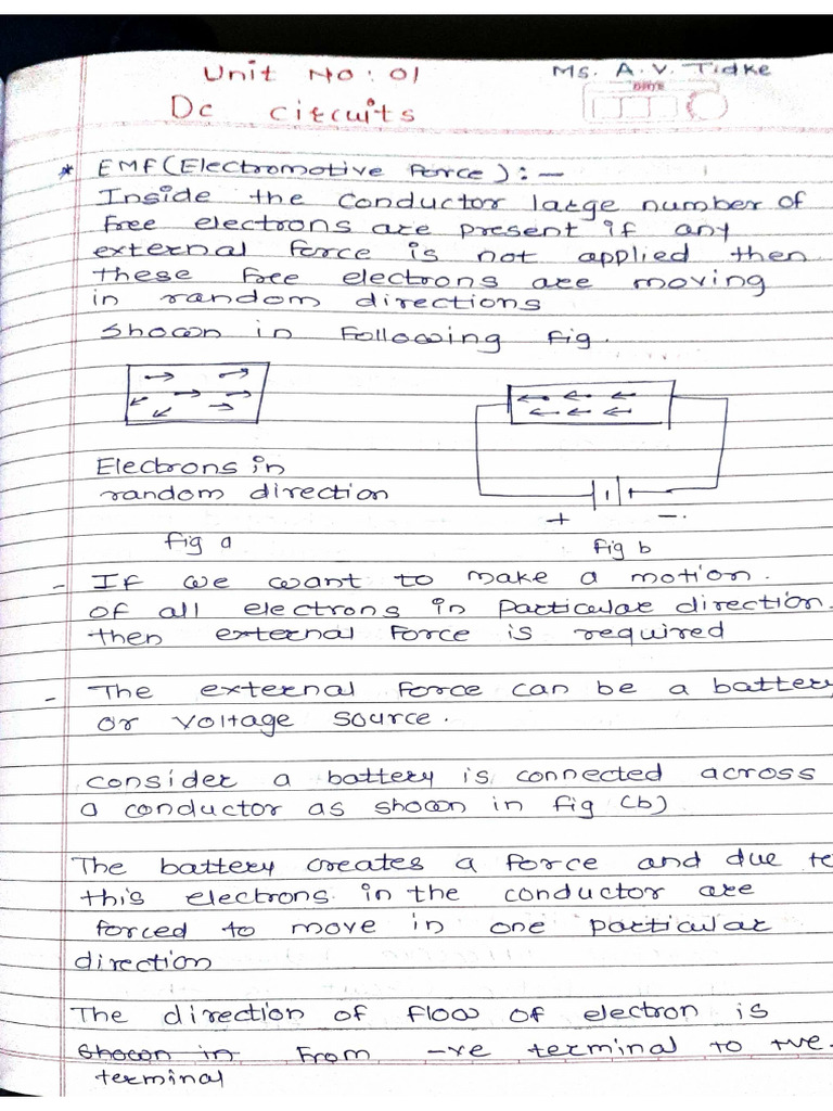 BEE Unit 1st DC Circuits Notes | PDF