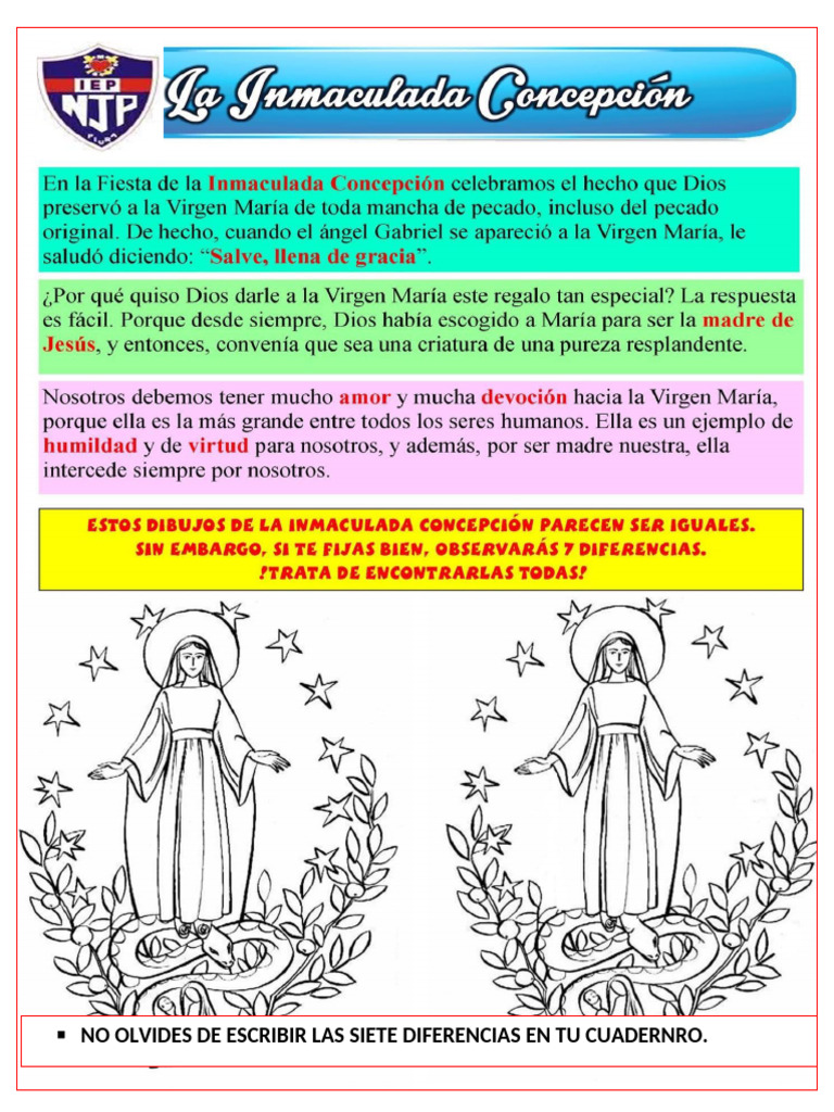 Ficha Inmaculada Concepcion 2022 | PDF