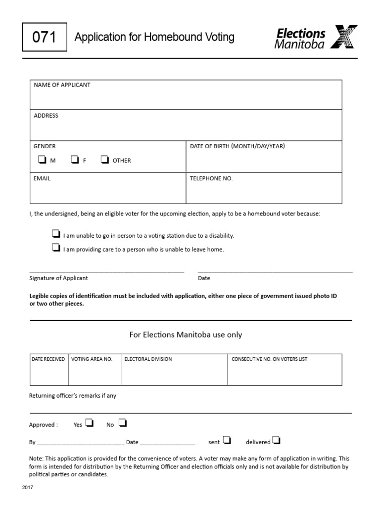 071 Homebound Application en | PDF