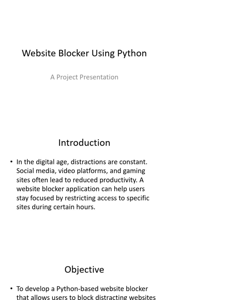 Website Blocker Project Presentation | PDF | Graphical User Interfaces | Python (Programming ...