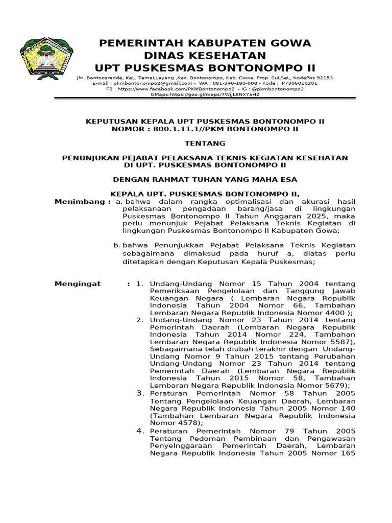 SK Ka Puskesmas PPTK | PDF