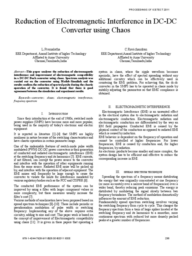 Reduction of Electromagnetic Interference in DC-DC Converter Using ...