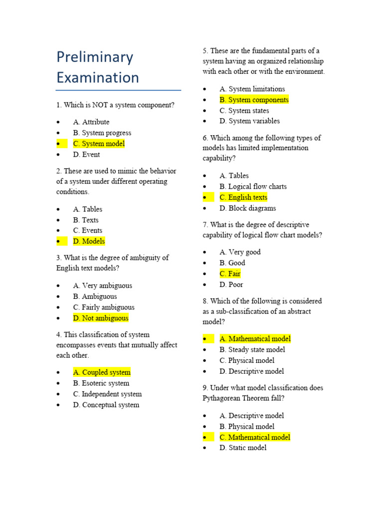 System Modeling and Simulation Exam Questions | PDF | Normal ...