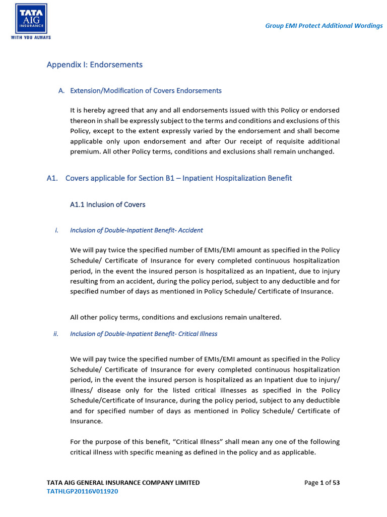 Group Emi Protect Additional Wordings Af77a1236e | PDF | Myocardial ...