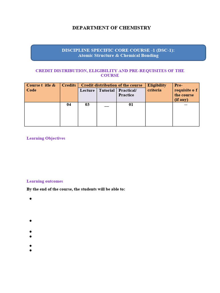 NEP Full Syllabus | PDF | Chemical Bond | Atomic Orbital