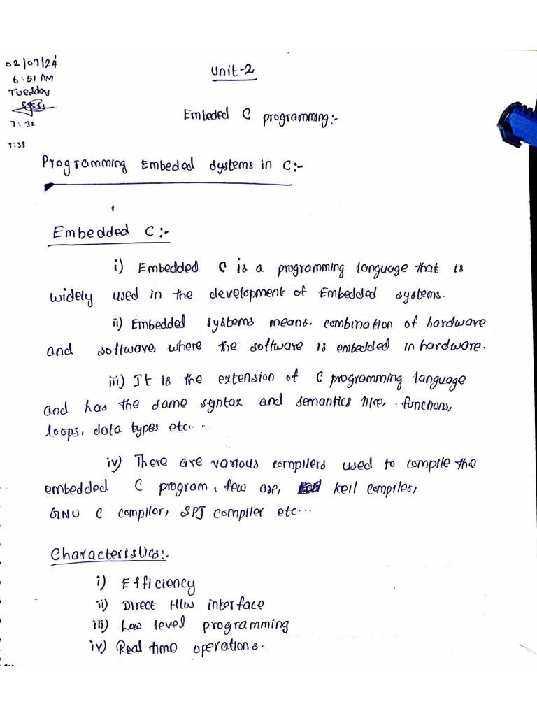 CS3691 - ESIOT - Unit - 2 - Programming Embedded Systems in C | PDF