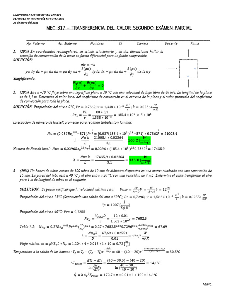 2P EX MEC 317 1.2025 - Sol | PDF | Ingeniería mecánica | Termodinámica