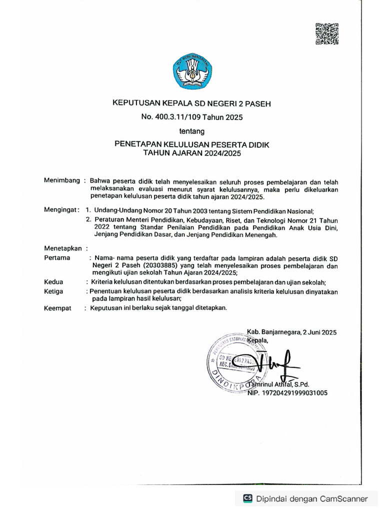 SK Penetapan Kelulusan | PDF