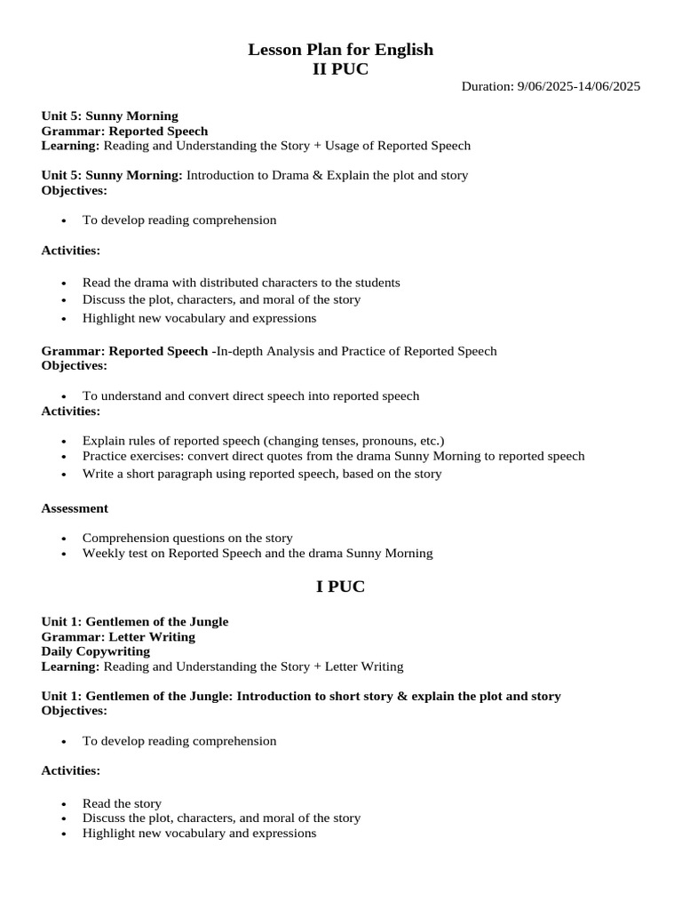 English Lesson Plan: Drama & Grammar | PDF
