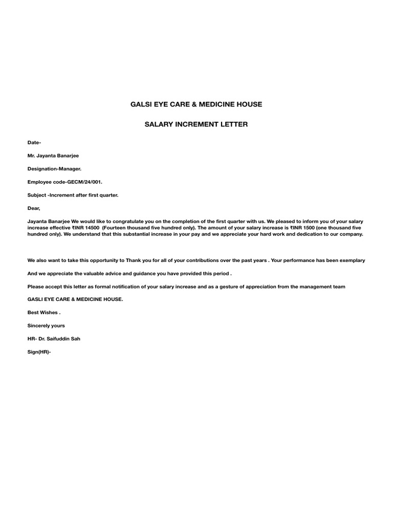 Salary Increment Notification for Jayanta | PDF