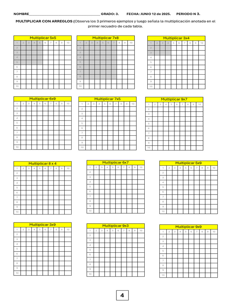 Activida Multiplicar 4 | PDF