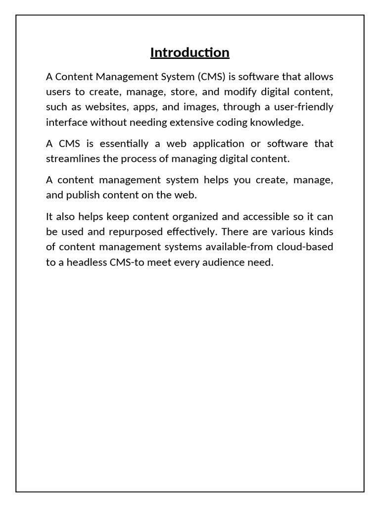 Key Features of Content Management Systems | PDF | Websites | Usability