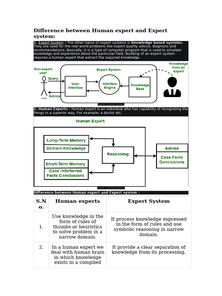 Difference Between Human Expert and Expert System. | PDF | System | Artificial Intelligence