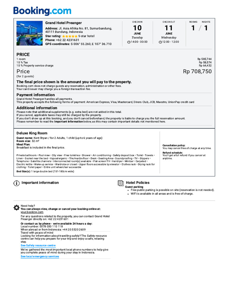 Booking Confirmation | PDF | Payments | Credit Card