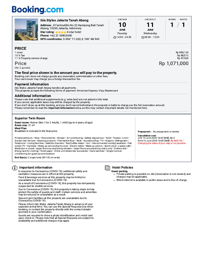 Booking Confirmation | PDF | Fee