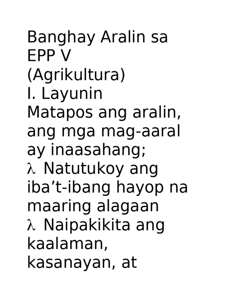 Banghay Aralin Sa EPP V SAMPLE 1 | PDF