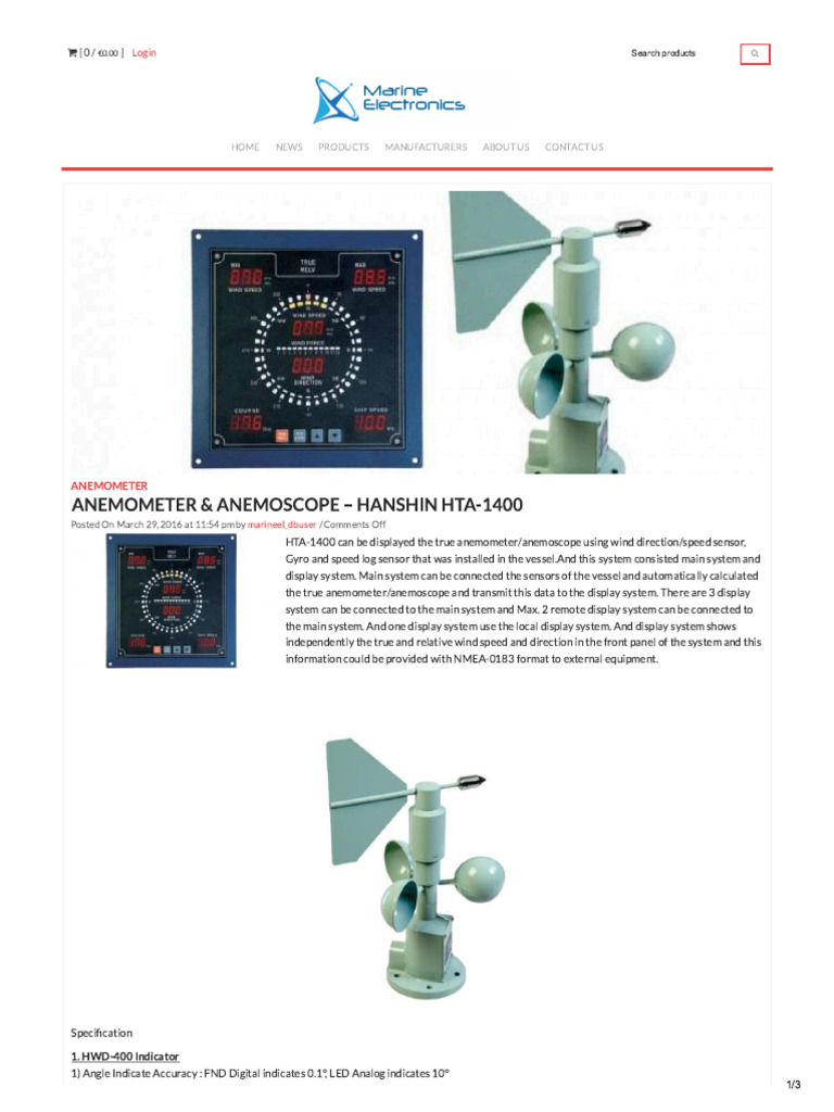 Anemometer, HTA 1400 | PDF