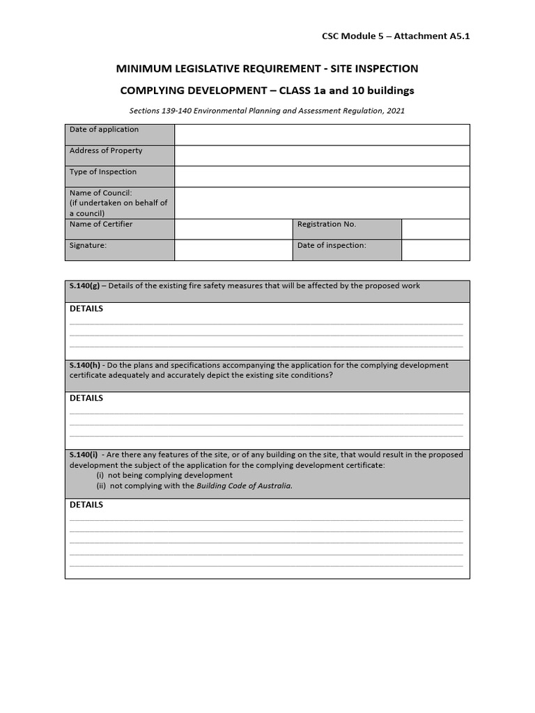 Module 5 Attachment - CDC Site Inspection Class 1a-10 | PDF