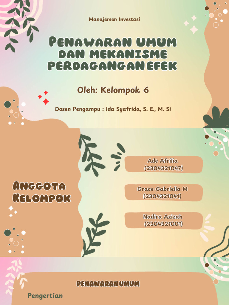 Penawaran Umum Dan Mekanisme Perdagangan Efek (Kelompok 6) - 20250610 ...