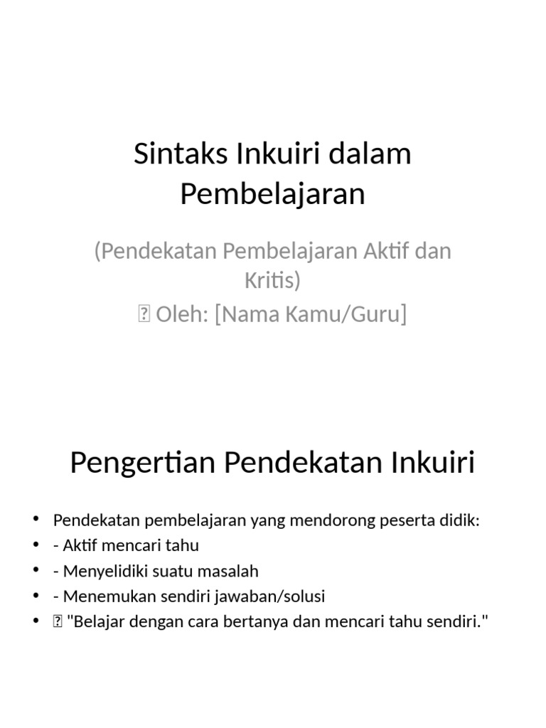 Sintaks_Inkuiri_Pembelajaran | PDF