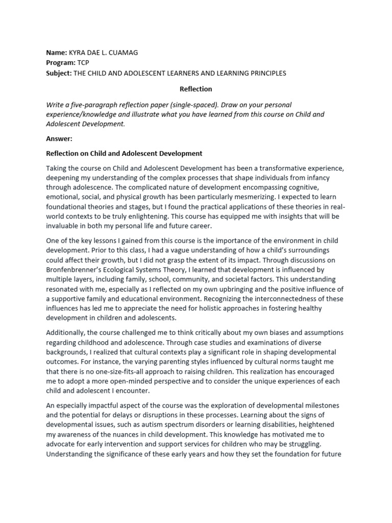 The Child and Adolescent Learners and Learning Principles-Wrap-Up ...