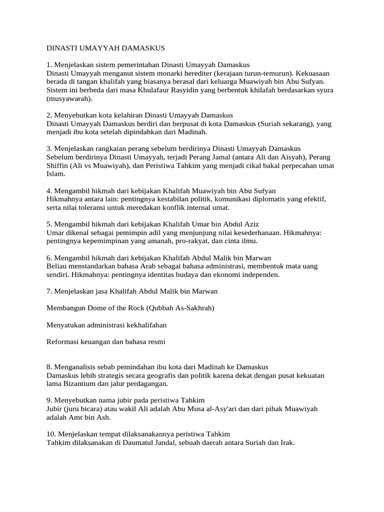 Dinasti Umayyah Damaskus | PDF