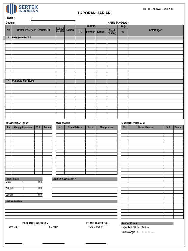 Laporan Harian Proyek MECWS | PDF