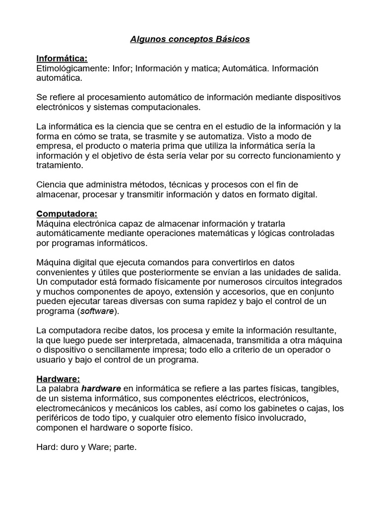 Algunos Conceptos Basicos | PDF | Hardware de la computadora | Algoritmos